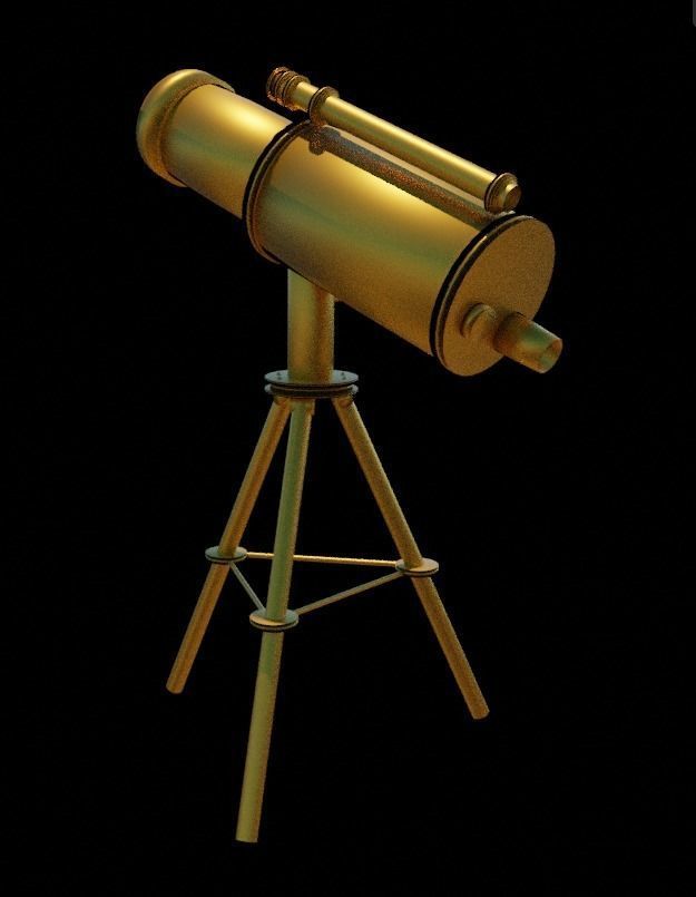 Retro golden telescope free 3D model | CGTrader