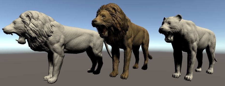 3D model Lions three VR / AR / low-poly | CGTrader