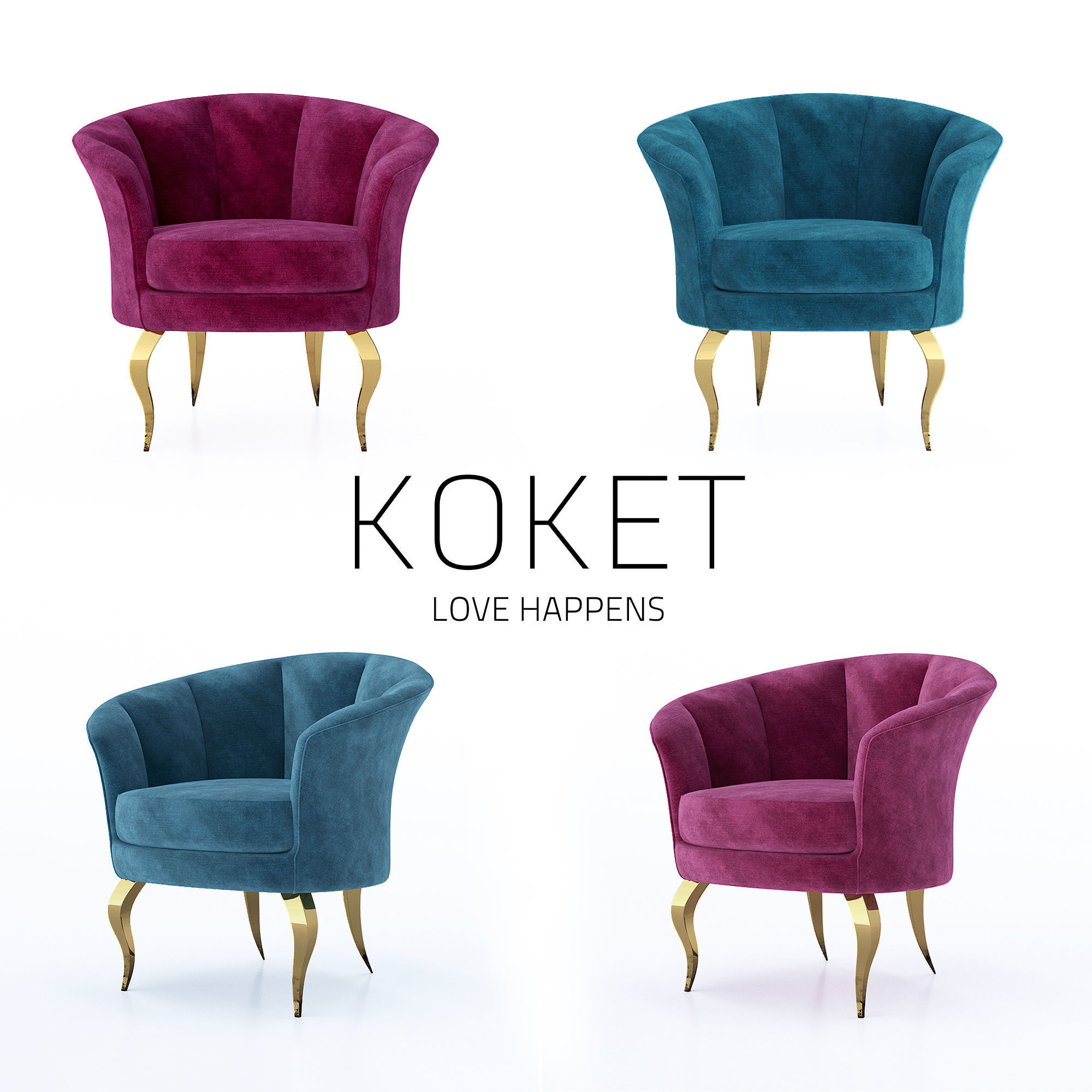 Besame Chair by Koket 3D model | CGTrader