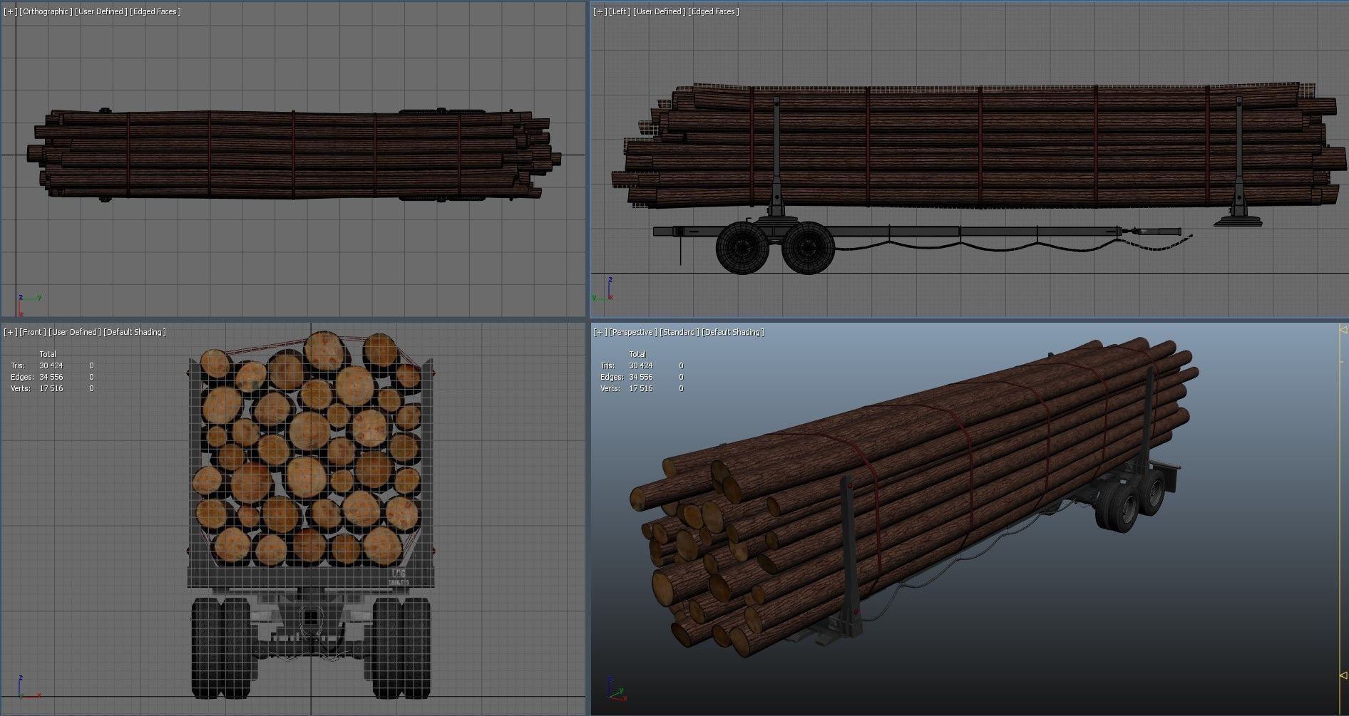 3D model Log trailer VR / AR / low-poly | CGTrader