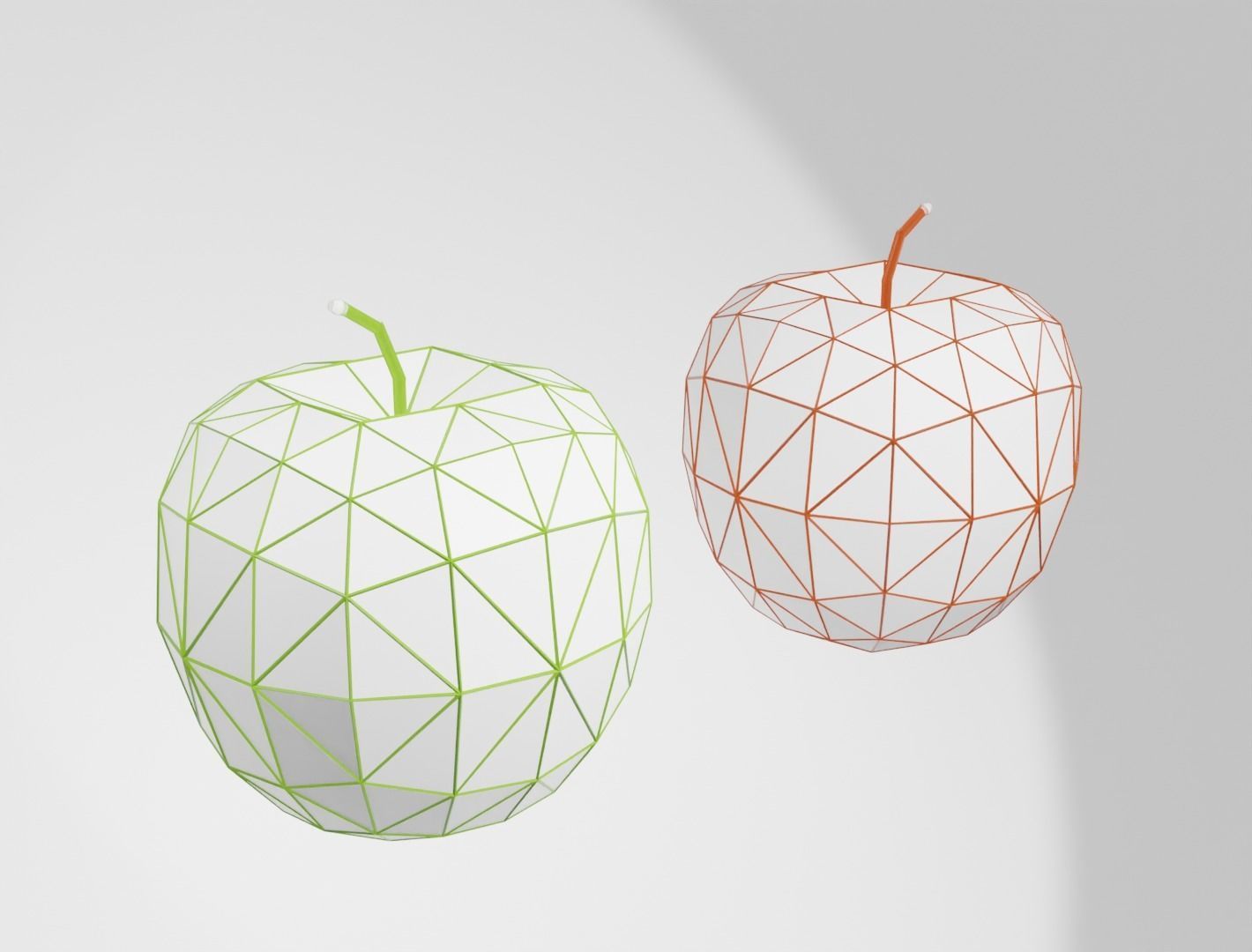 Low-poly apples apple and orange apple free VR / AR / low-poly 3D model ...
