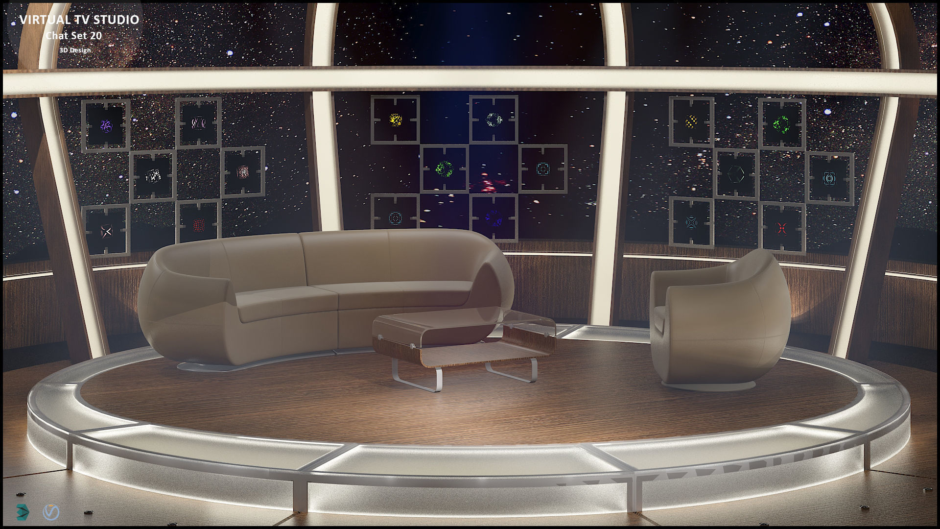 Virtual TV Studio Chat Set 20 3D model | CGTrader