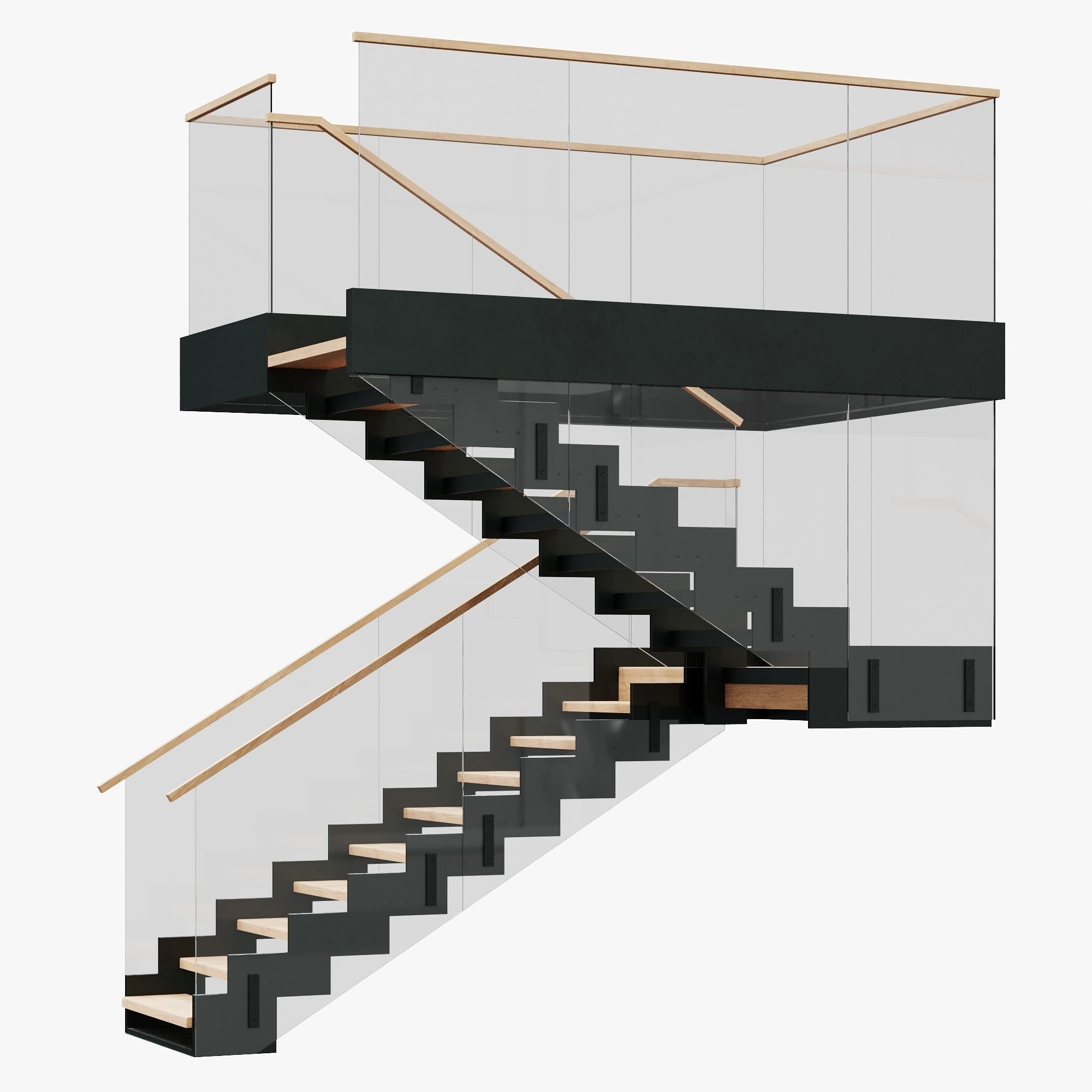 U-Type Stairs 3D model | CGTrader