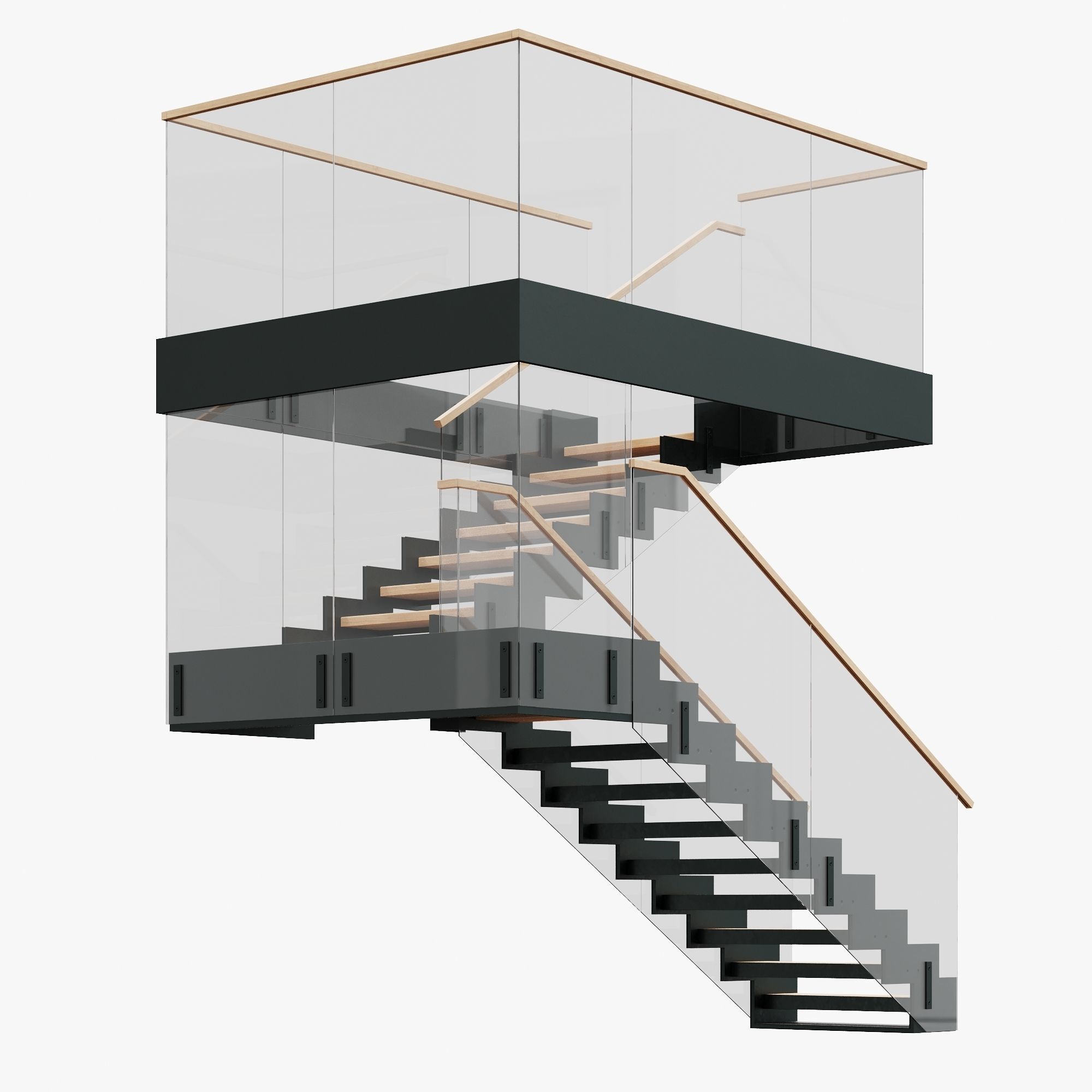 U-Type Stairs 3D model | CGTrader