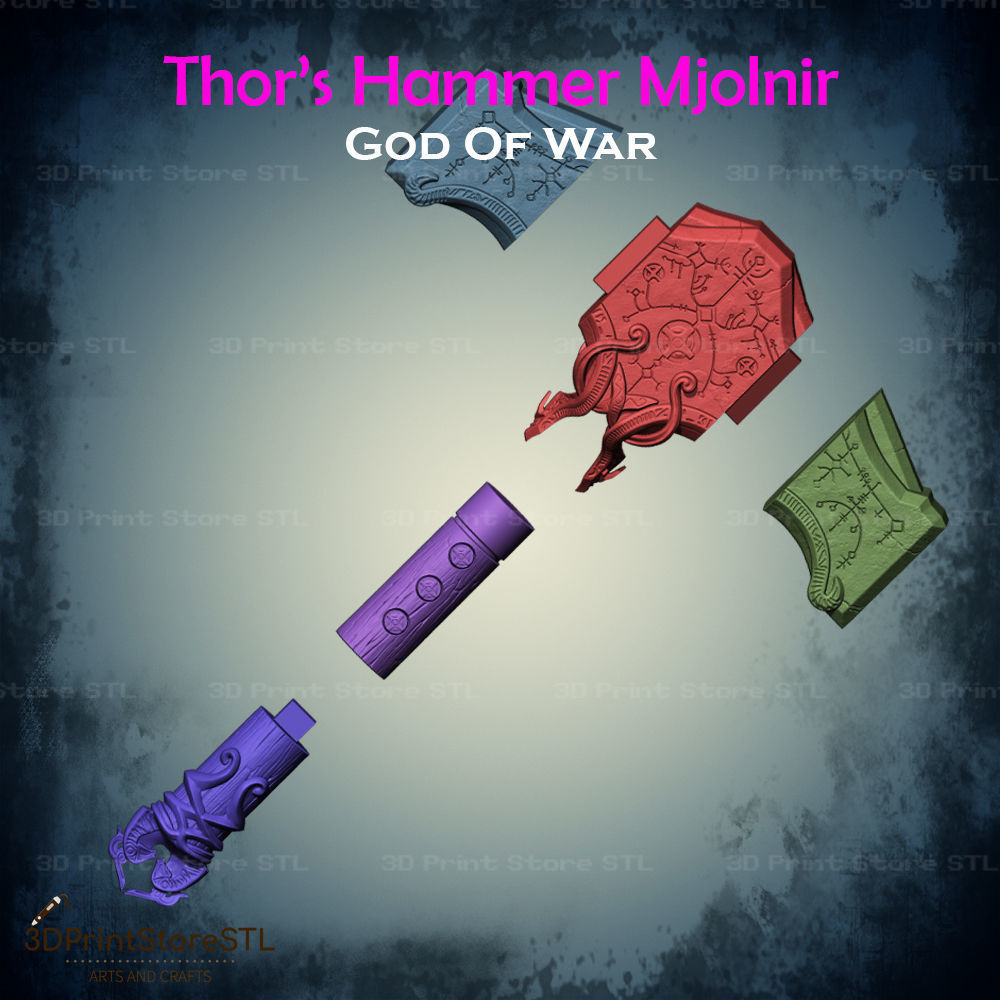 Thors Hammer Mjolnir Cosplay God of War - STL File 3D model 3D ...