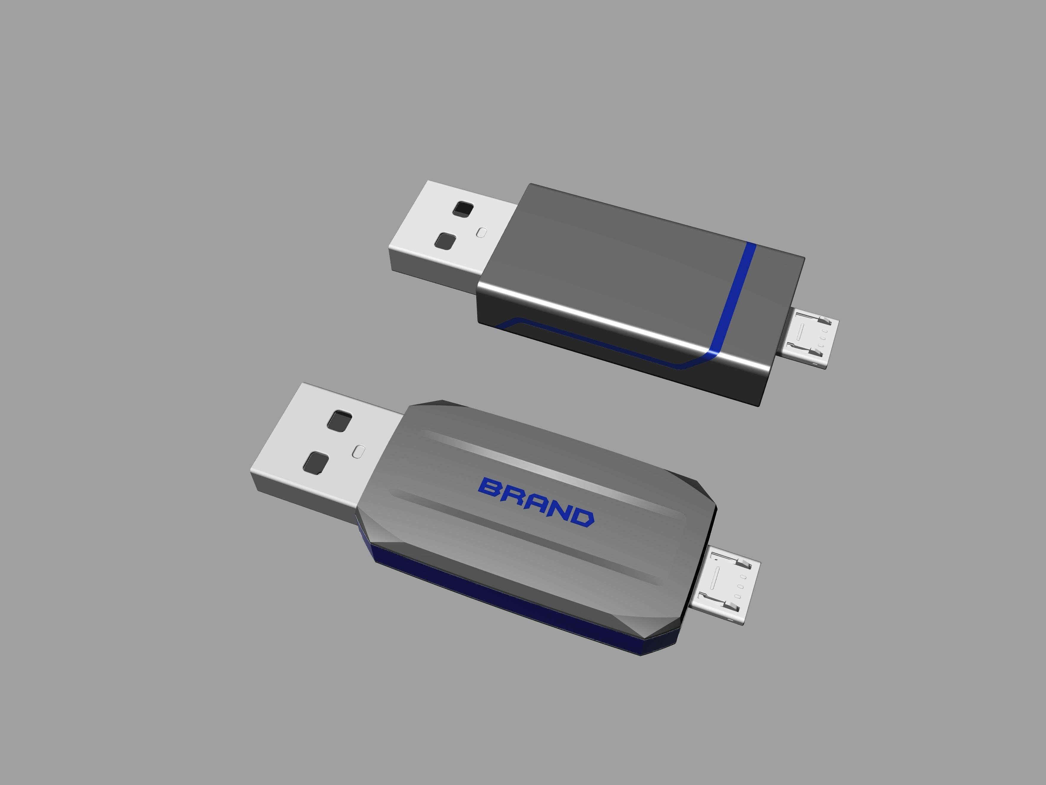Black and blue OTG USB Flash Disk B 3D model 3D printable | CGTrader