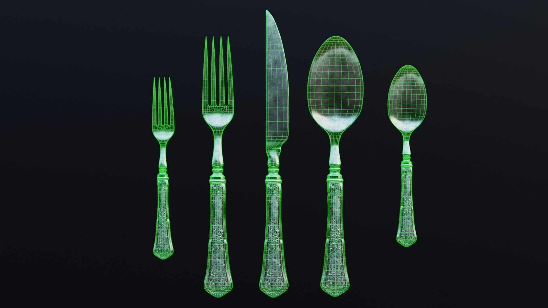 fancy cutlery set 3D model | CGTrader