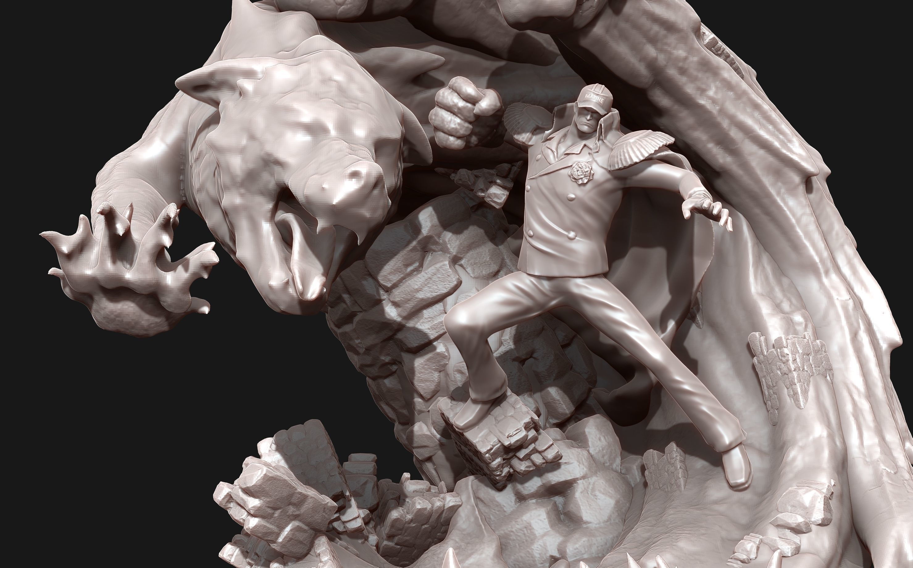 Akainu Sakazuki - One Piece - Marine Admiral 3d print statue 3D model ...