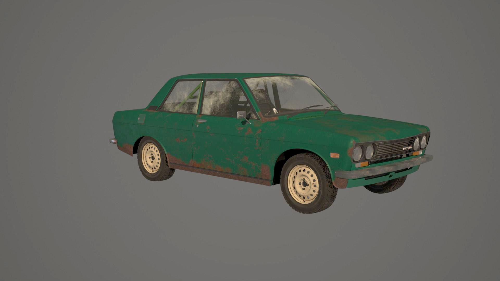 DATSUN 510 - Rally Car - Blue Bird - Coupe - rust - ratrod 3D model ...