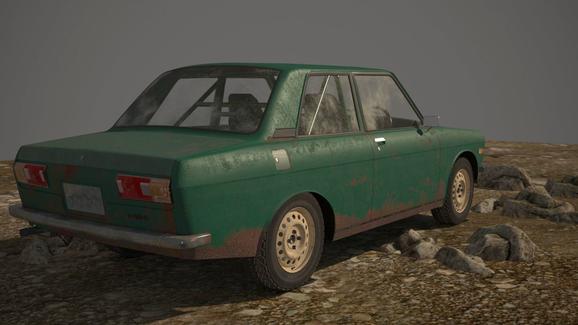 DATSUN 510 - Rally Car - Blue Bird - Coupe - rust - ratrod 3D model ...