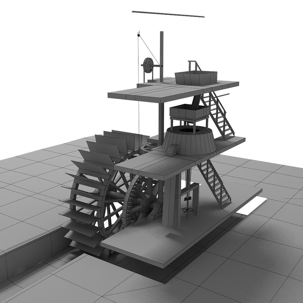 Watermill 3D Model .max .obj .c4d - CGTrader.com