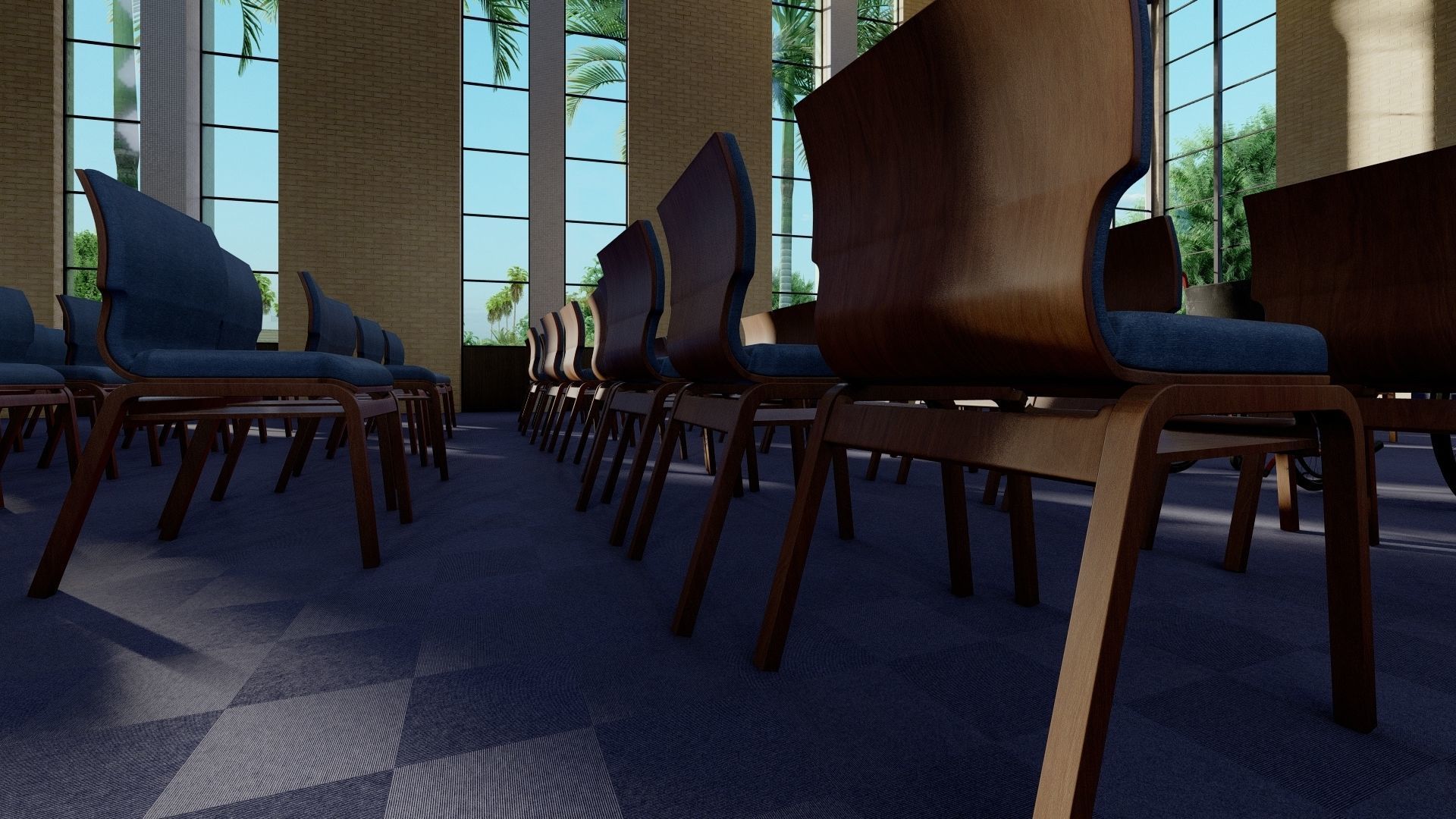 Wooden Audience Chair free 3D model | CGTrader