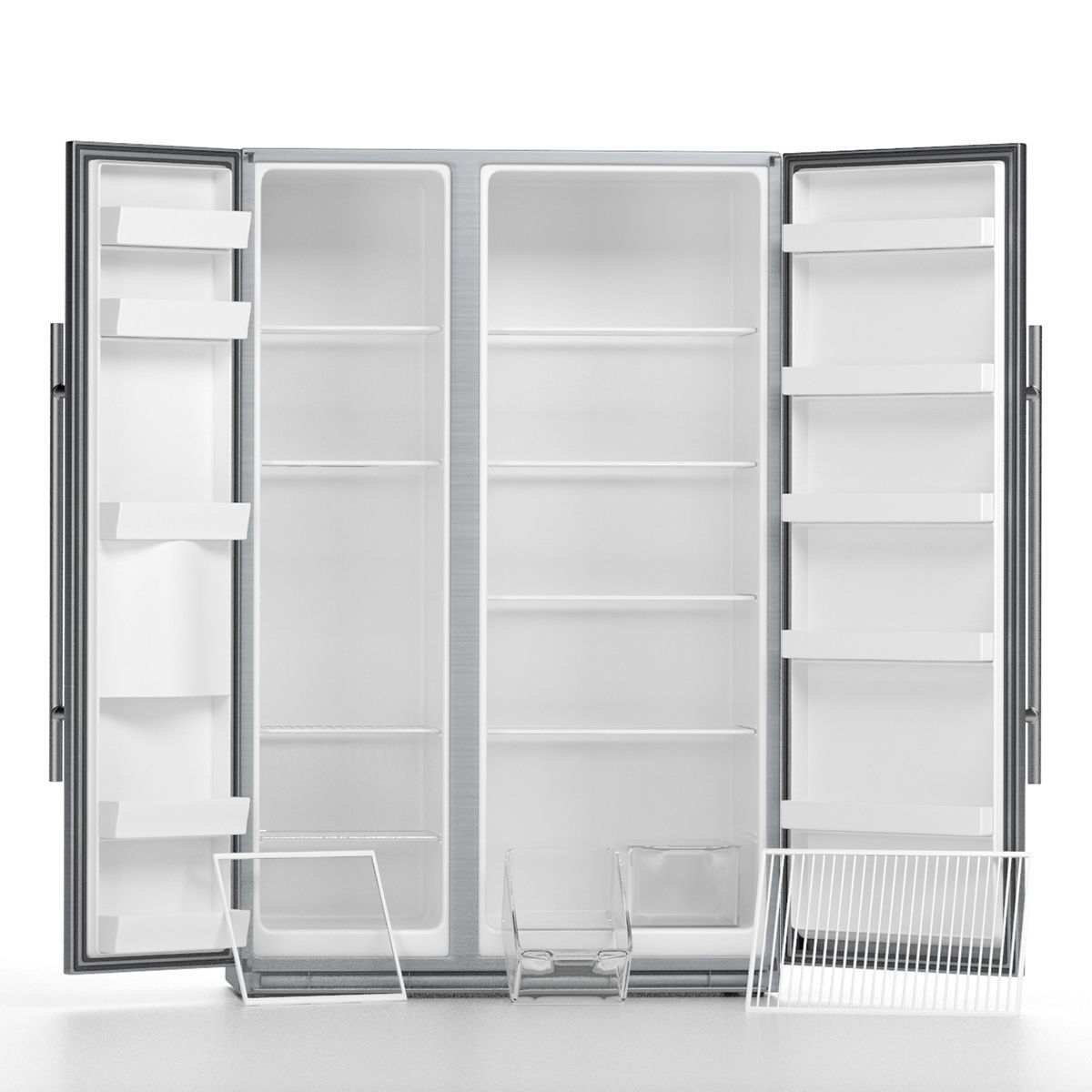 Fridge refrigerator two doors freezer inside outside 3D model | CGTrader