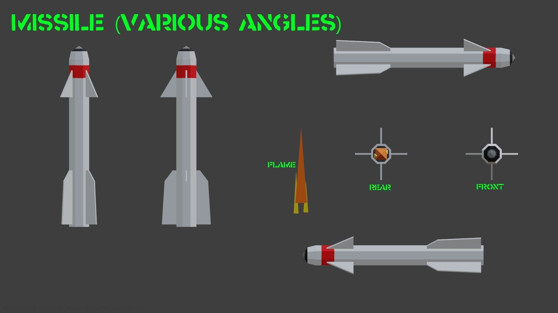 3d Model Low Poly Heatseeking Missile For Mobile Games Vr Ar Low