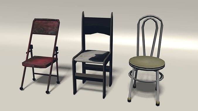 3D model old chairs pack VR / AR / low-poly | CGTrader