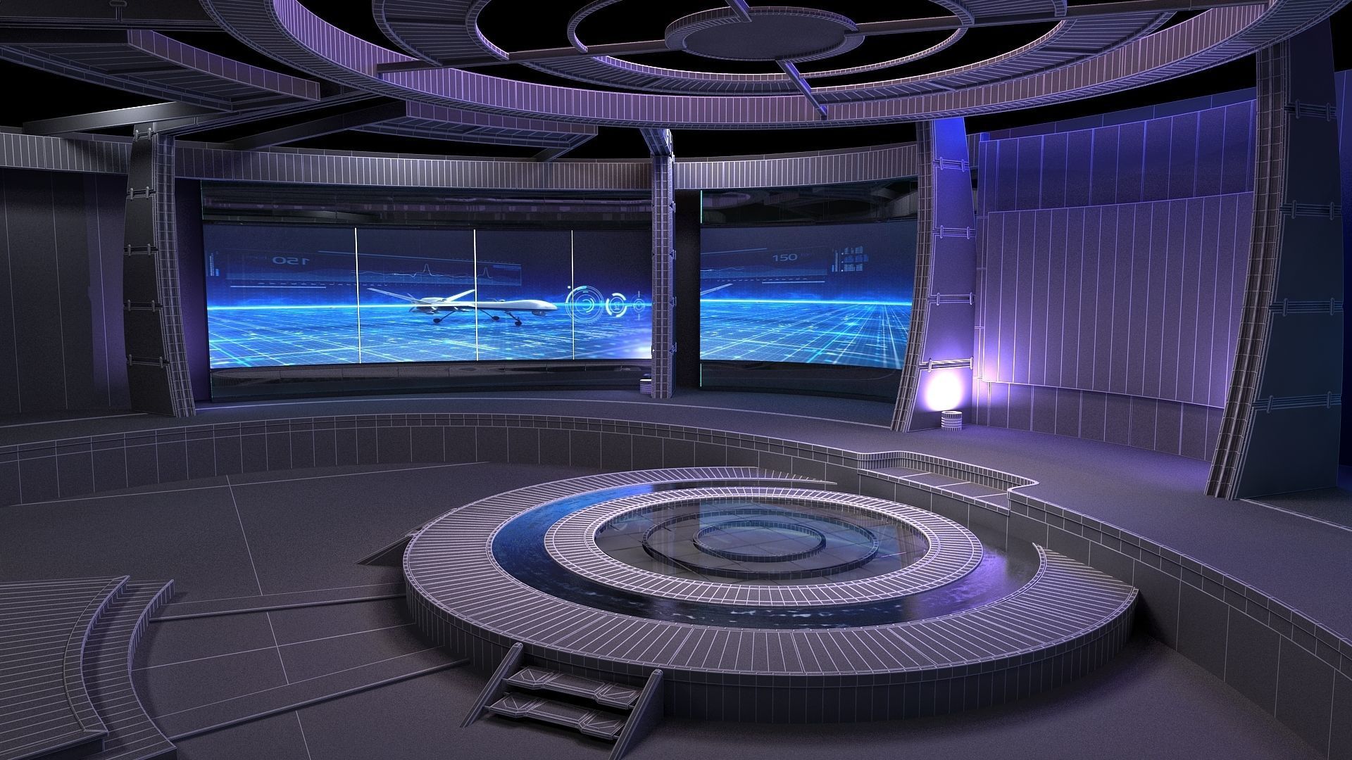 3D model Virtual Broadcast Studio VR / AR / low-poly | CGTrader