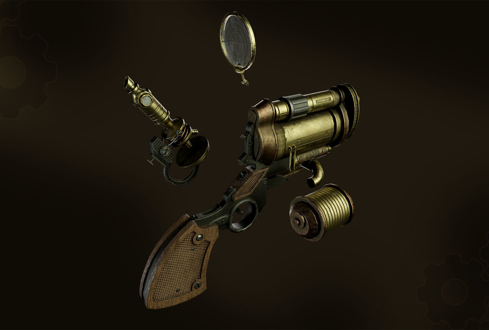 3D model Steampunk gun whith microscope VR / AR / low-poly | CGTrader