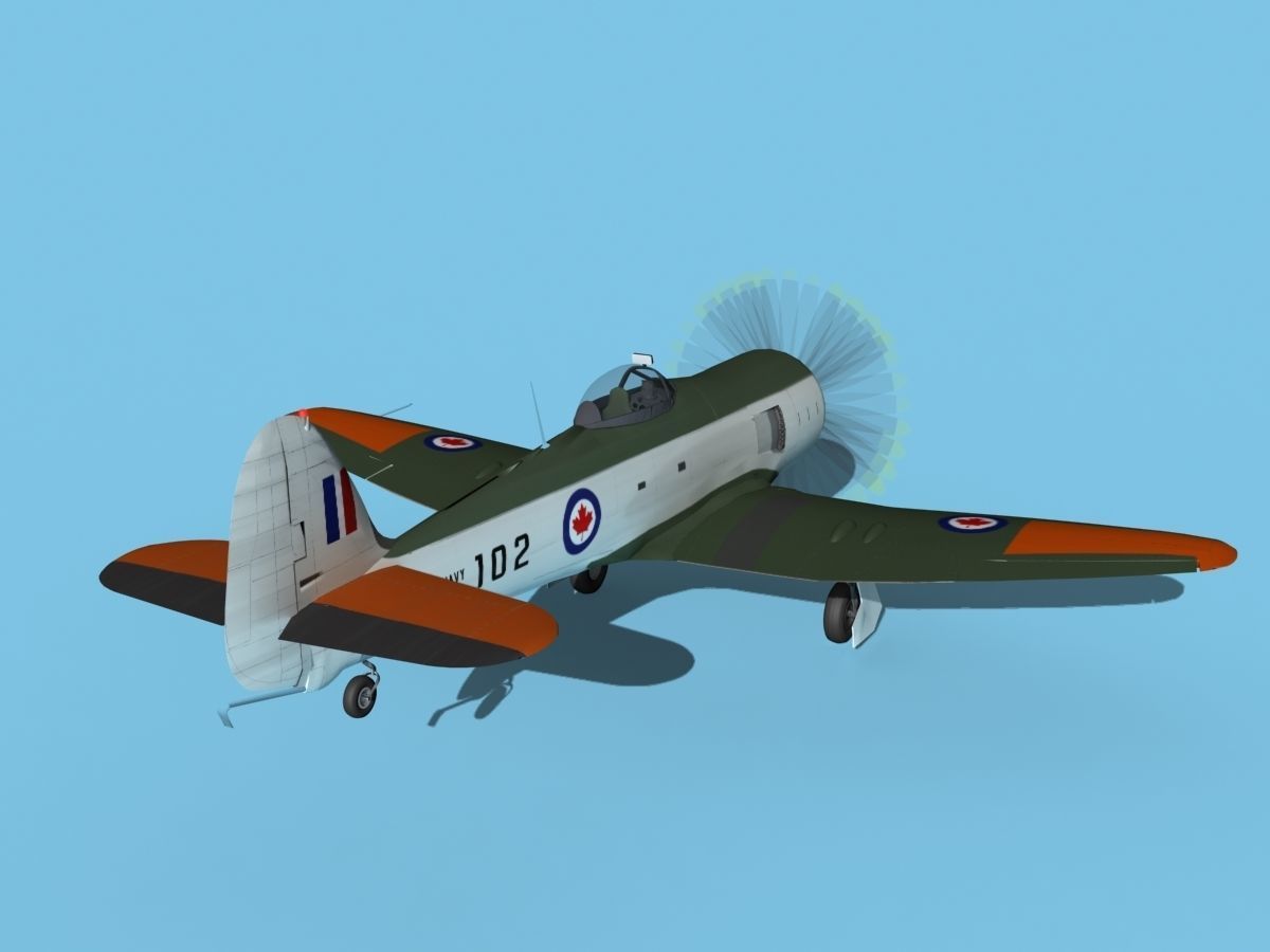 Hawker Sea Fury V15 RCAF 3D model animated rigged | CGTrader
