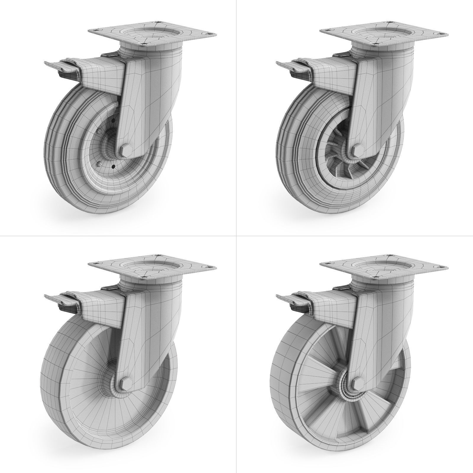Casters Set 1 3D model | CGTrader