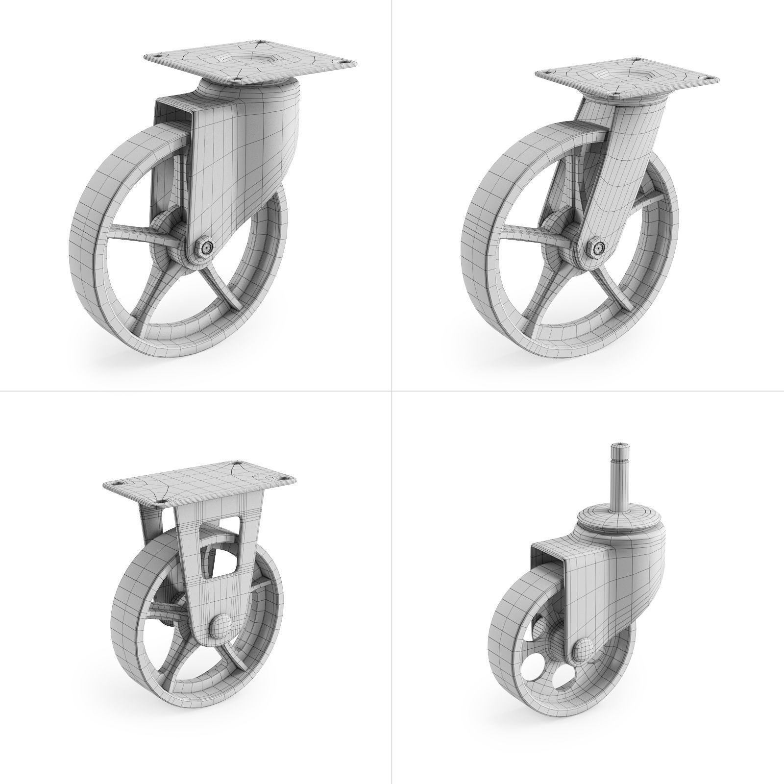 Casters Set 2 3D model | CGTrader