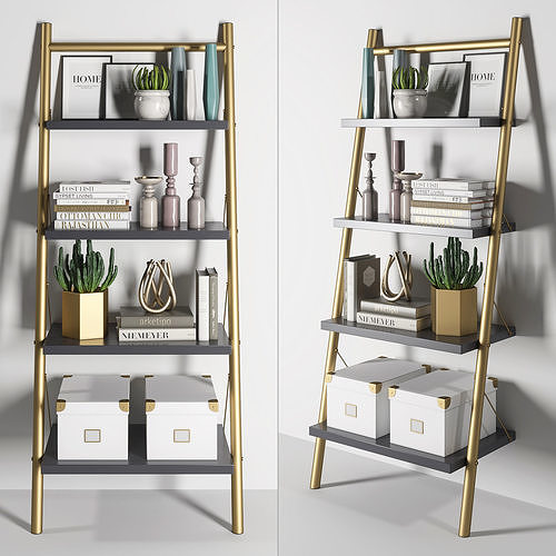 Bookcase Decor Set 3D model | CGTrader