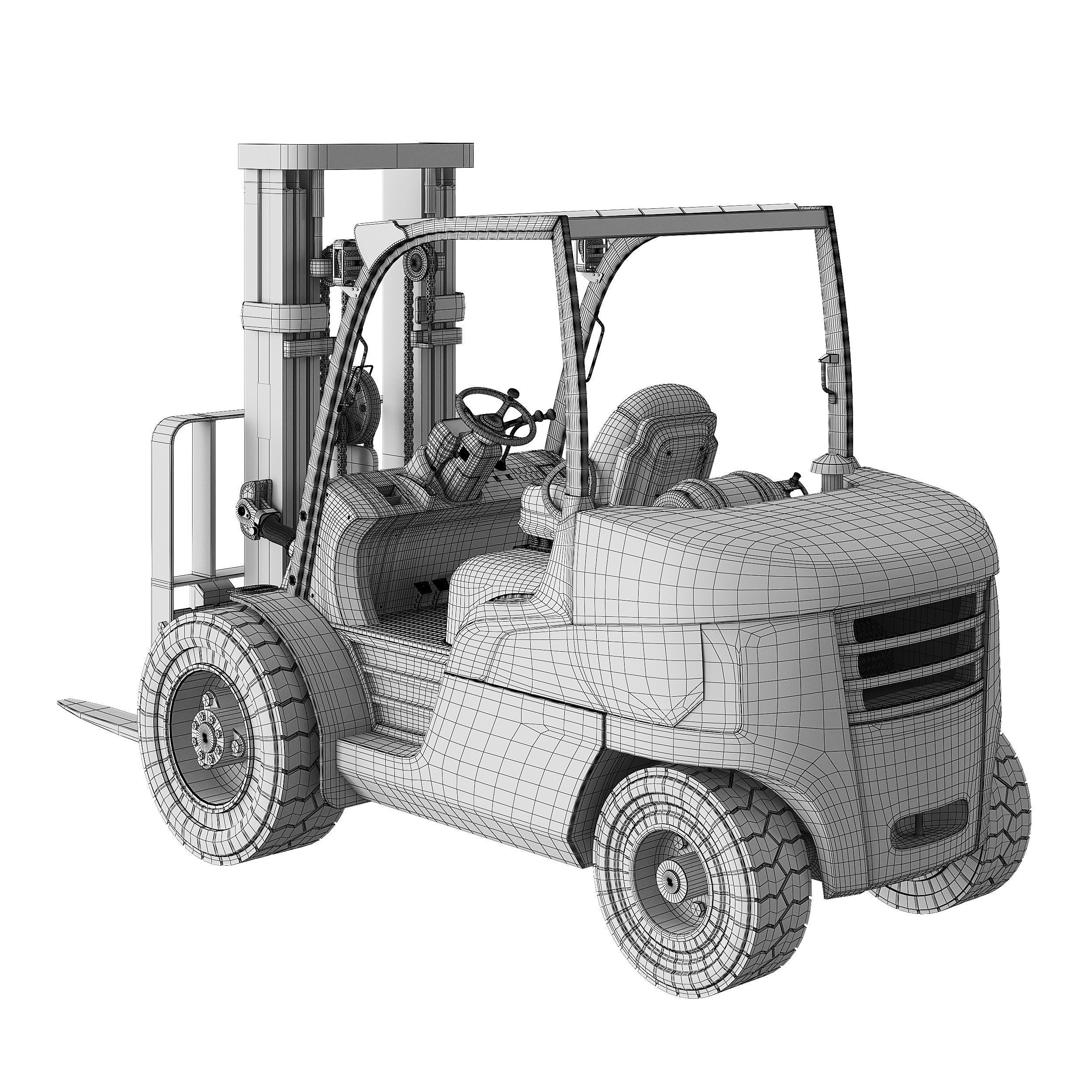 CAT Forklift Manual Loader and Warehouse Carts Kit 3D model | CGTrader