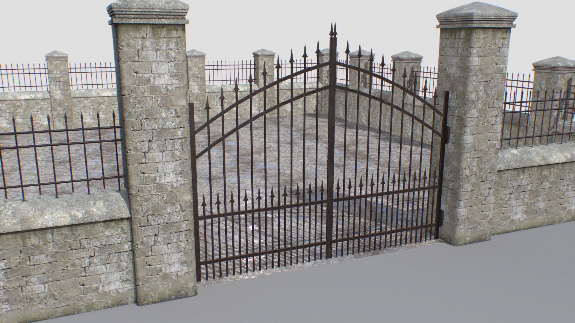 3D model Stone fence wall pack 2 VR / AR / low-poly | CGTrader