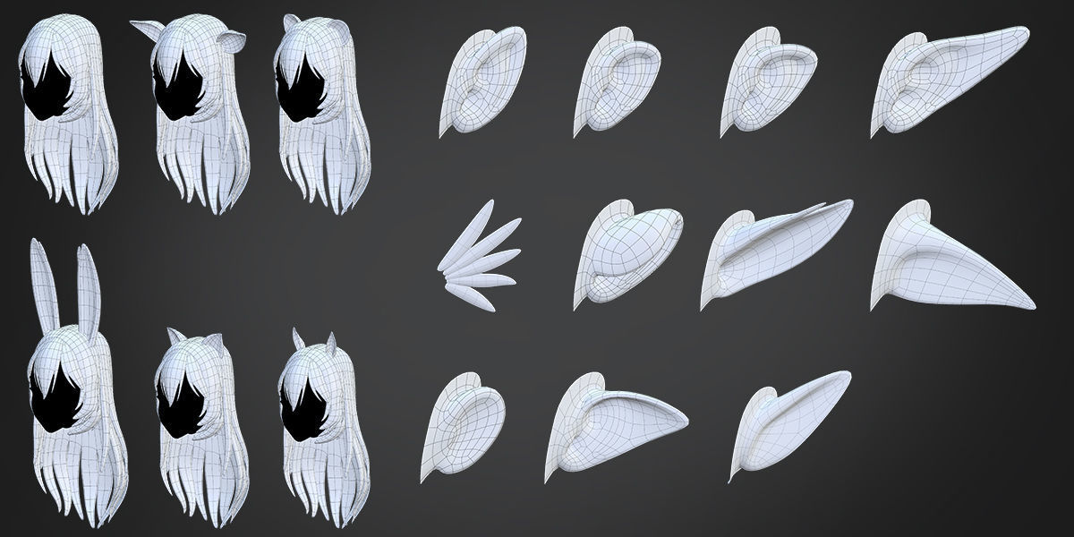 3D model Customize Female Base Mesh-Anime Style VR / AR / low-poly ...