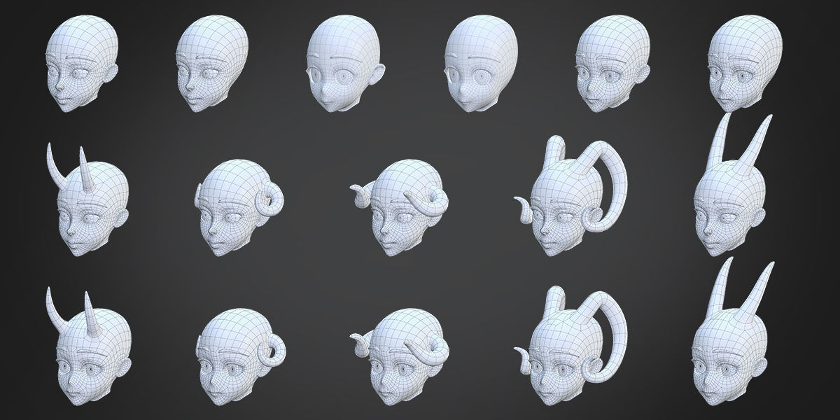 3D model Customize Female Base Mesh-Anime Style VR / AR / low-poly ...