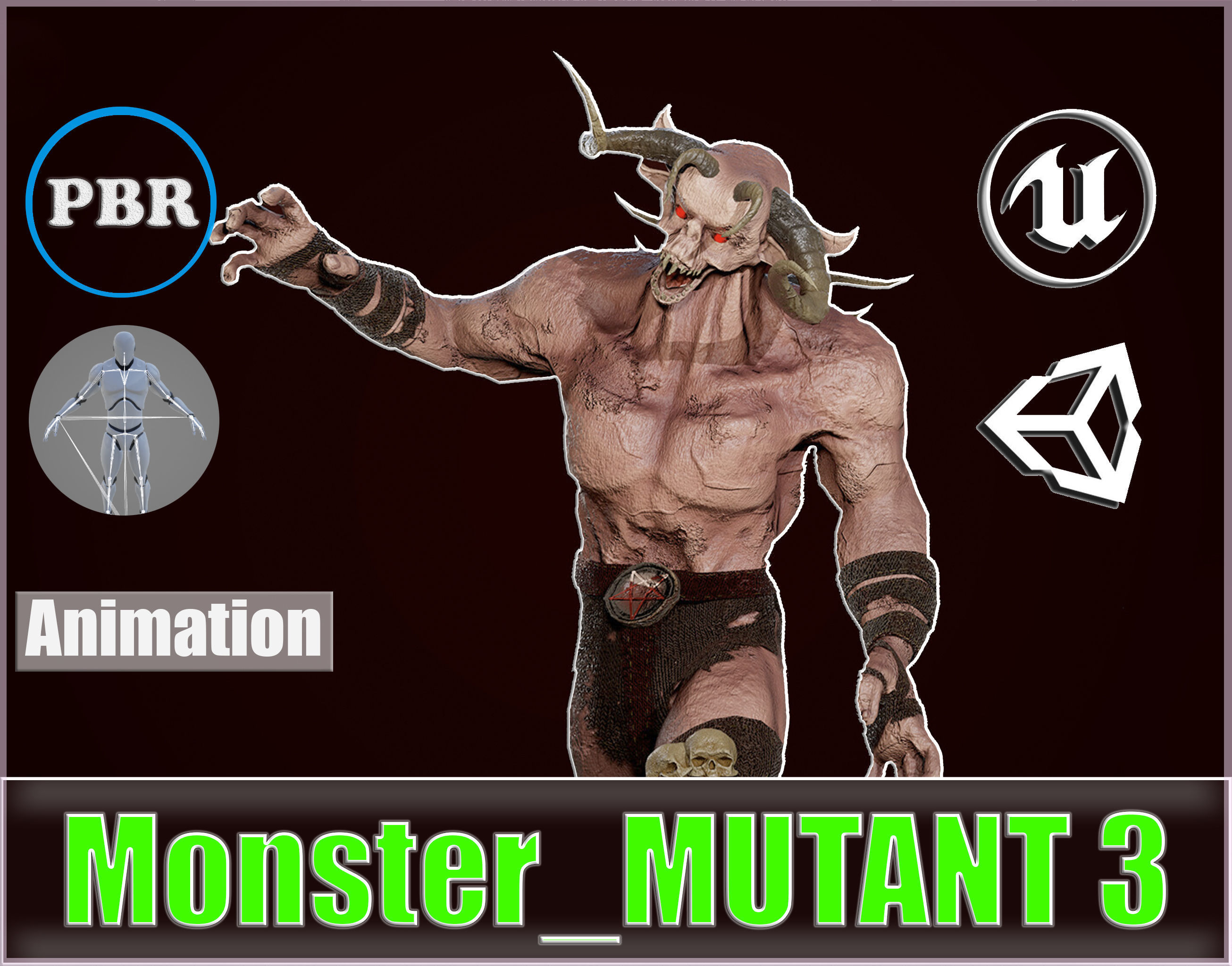 3D model Monster Mutant 3 VR / AR / low-poly rigged animated | CGTrader