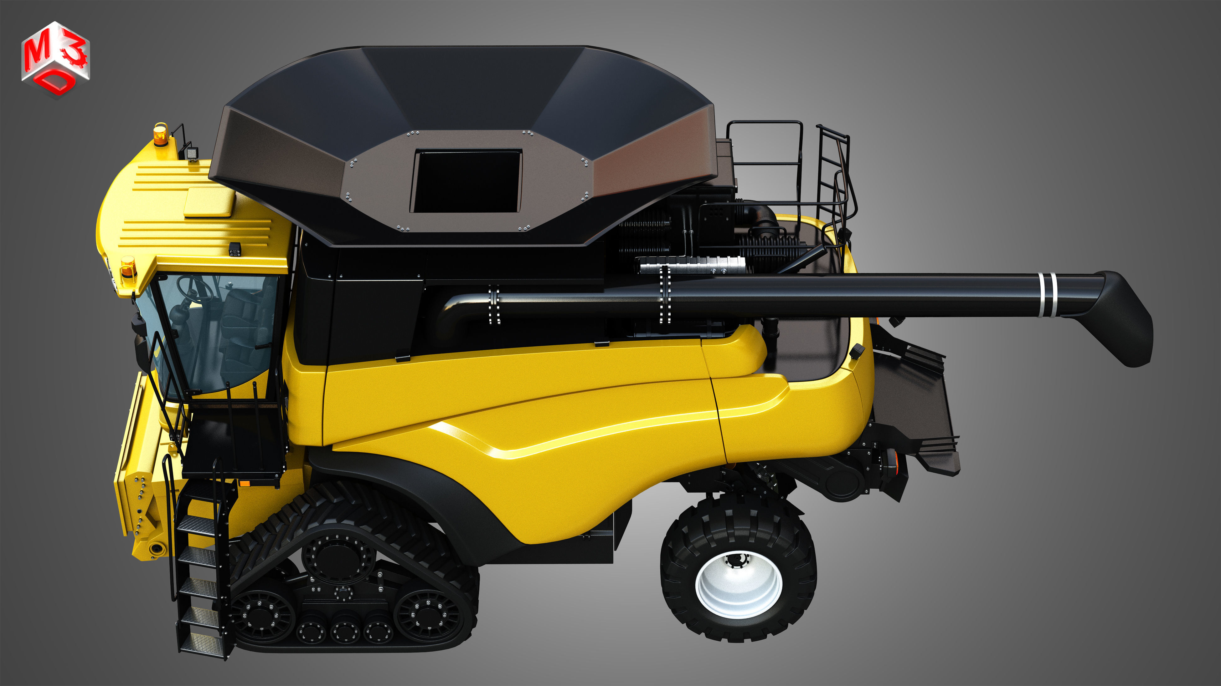 NH - CR 9070 Combine Harvester - with Rubber Tracks System 3D model ...