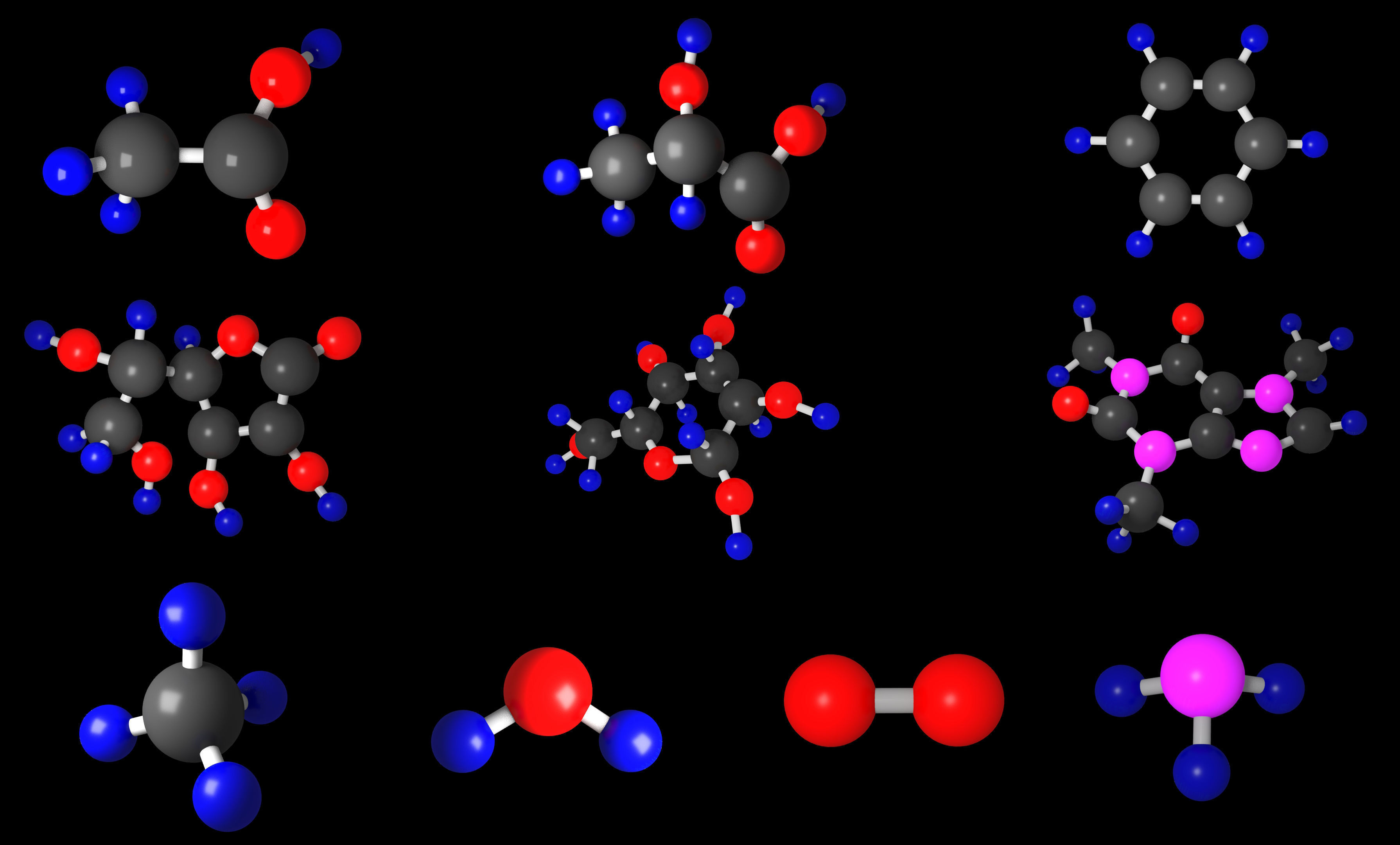 A collection of the most famous molecules 3D model