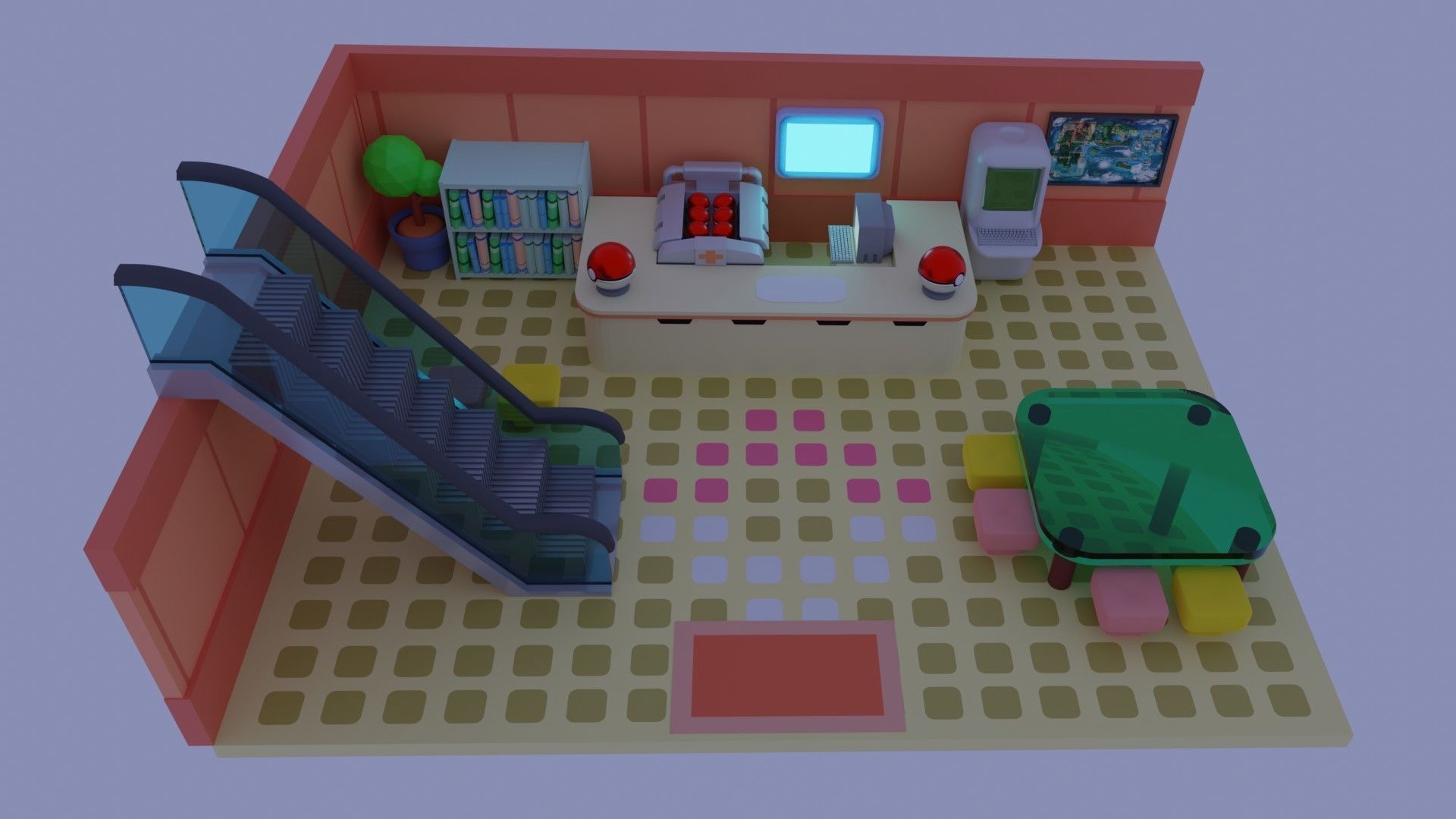 pokemon center emerald remake free VR / AR / low-poly 3D model | CGTrader