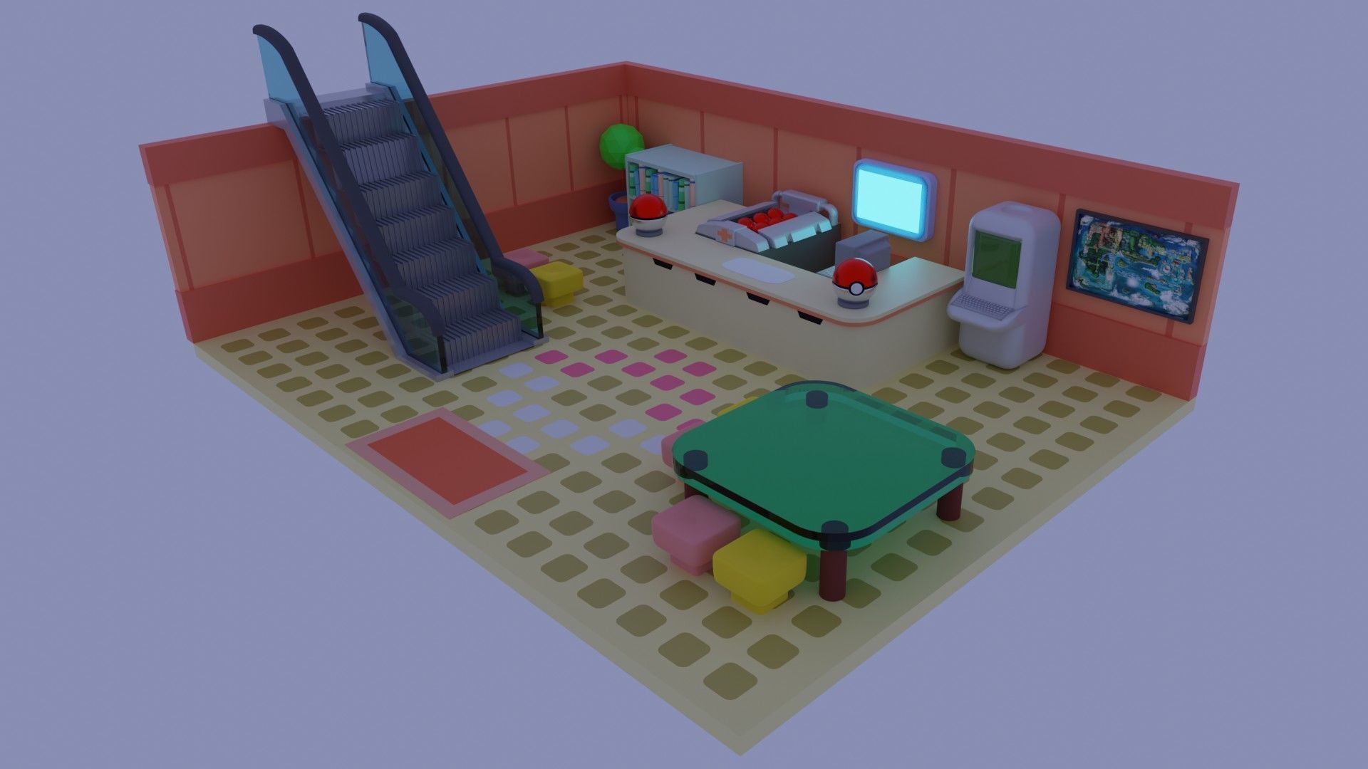 pokemon center emerald remake free VR / AR / low-poly 3D model | CGTrader