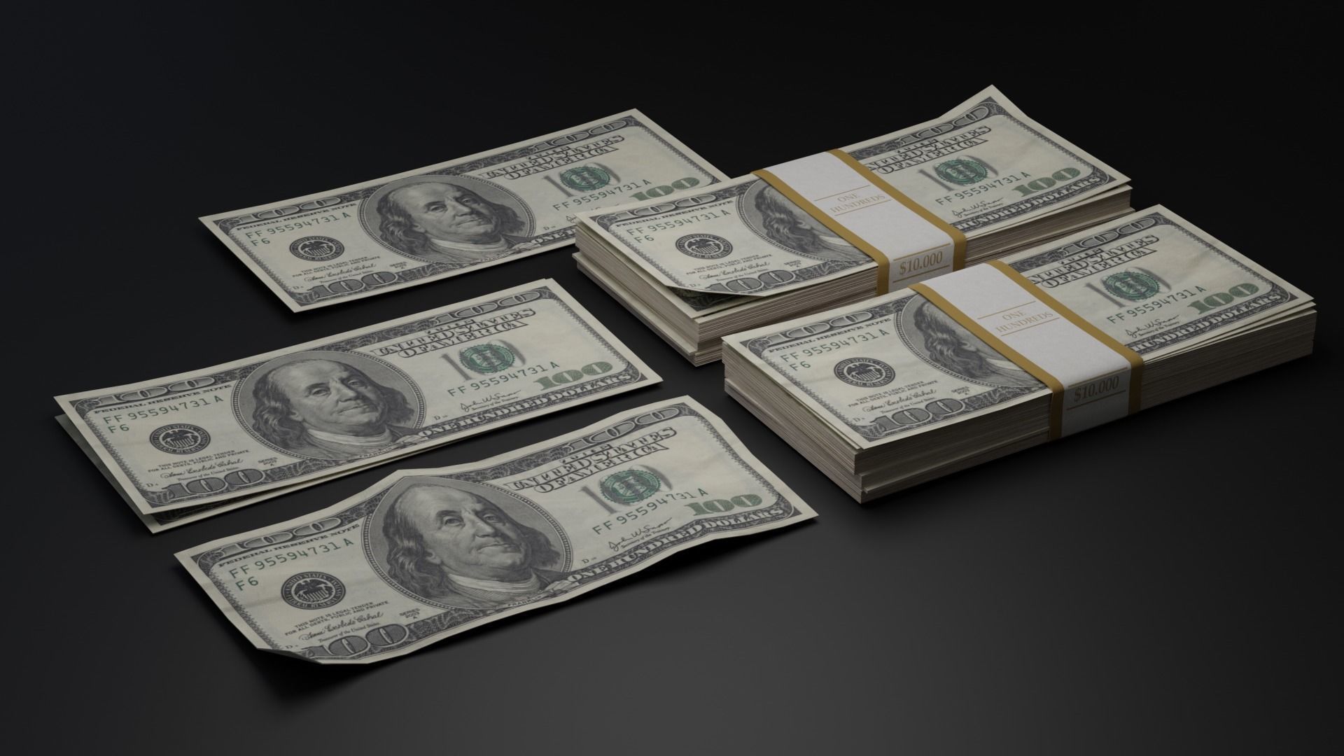 3D model Lowpoly 100 dollar bill models VR / AR / low-poly | CGTrader