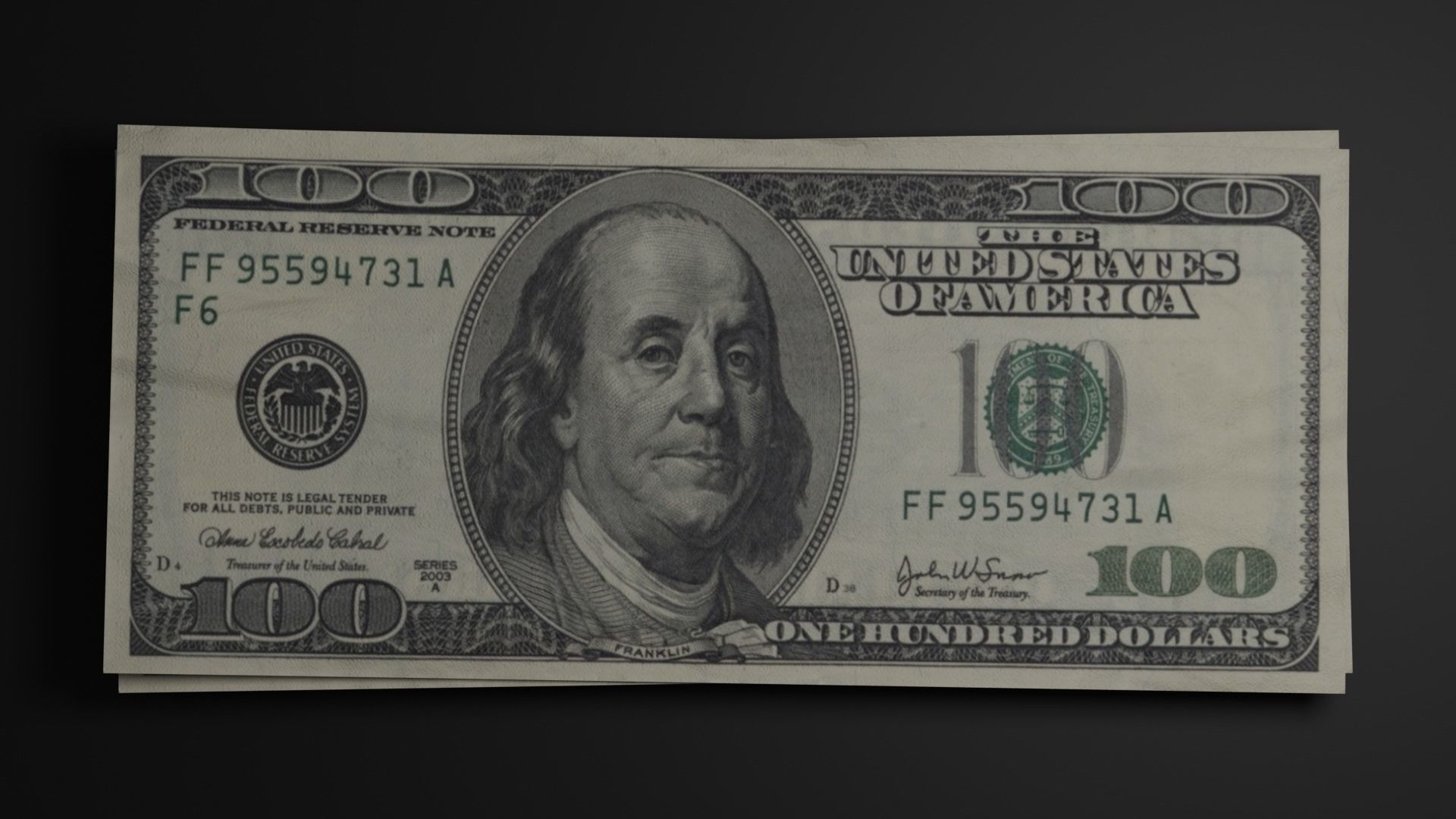 3D model Lowpoly 100 dollar bill models VR / AR / low-poly | CGTrader