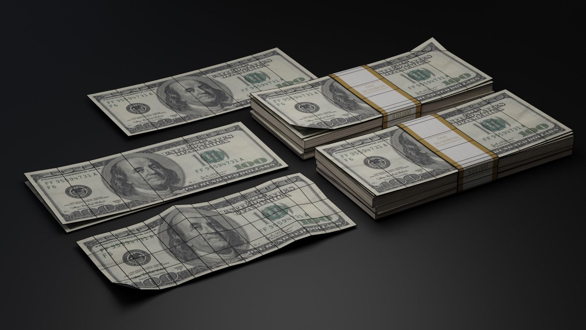 3D model Lowpoly 100 dollar bill models VR / AR / low-poly | CGTrader