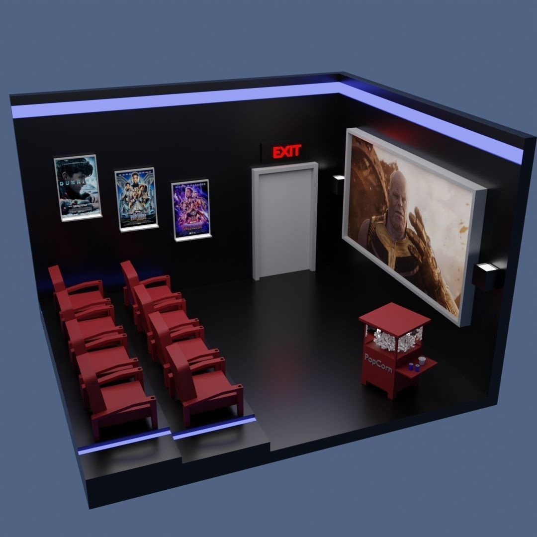 3D model Low-Poly Movie Theater VR / AR / low-poly | CGTrader