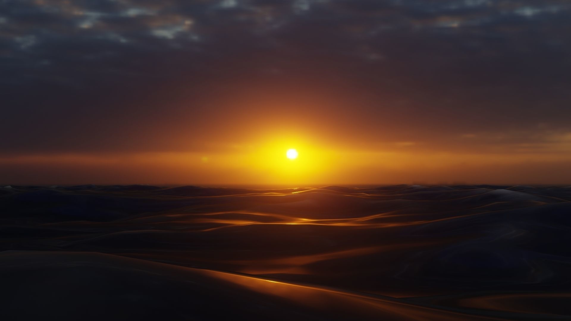 3D model ocean at sunset VR / AR / low-poly | CGTrader