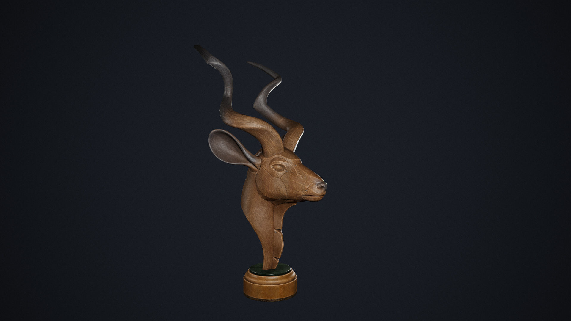 3D model Wooden Greater Kudu Statue VR / AR / low-poly | CGTrader