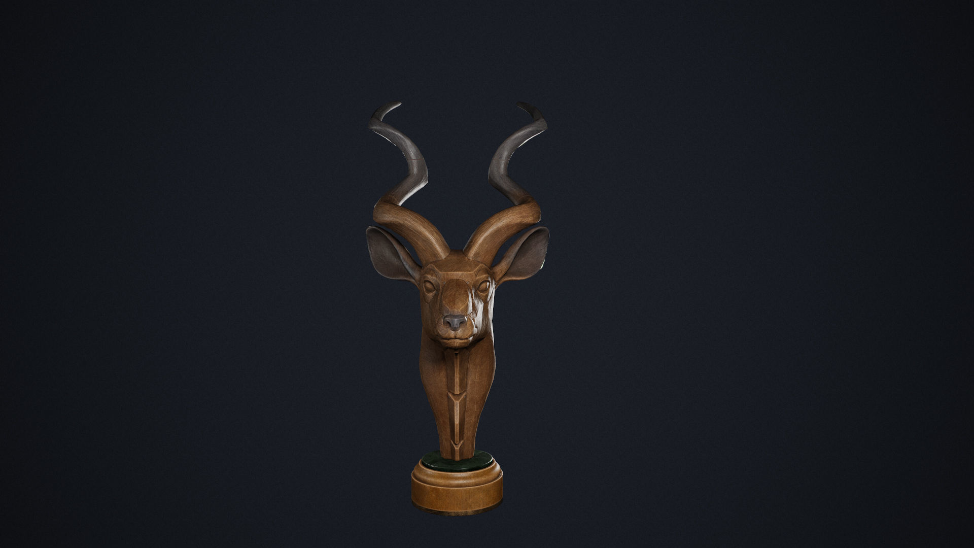 3D model Wooden Greater Kudu Statue VR / AR / low-poly | CGTrader