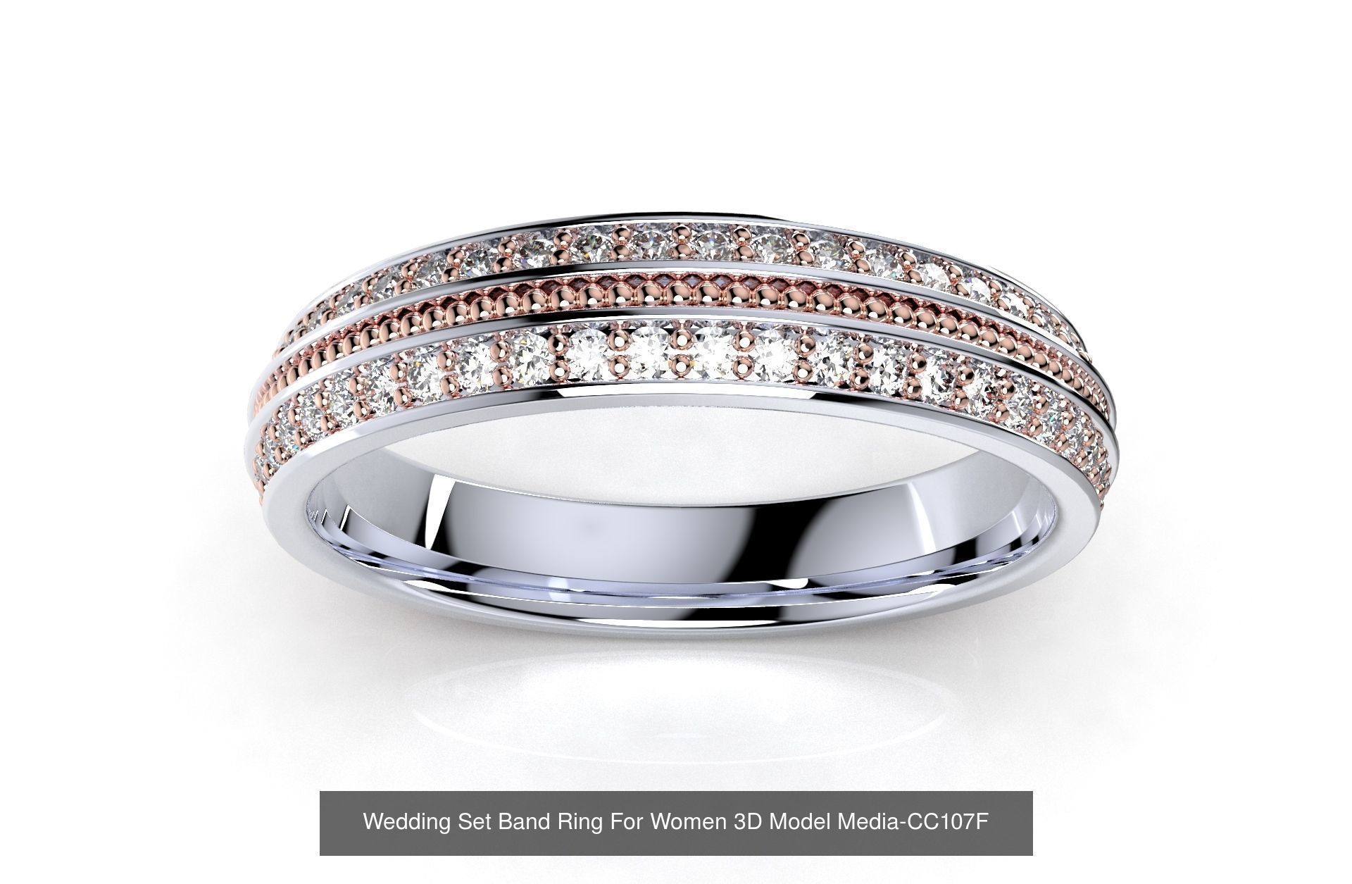 Wedding Set Band Ring For Women 3D Model -CC107F 3D Model Collection ...