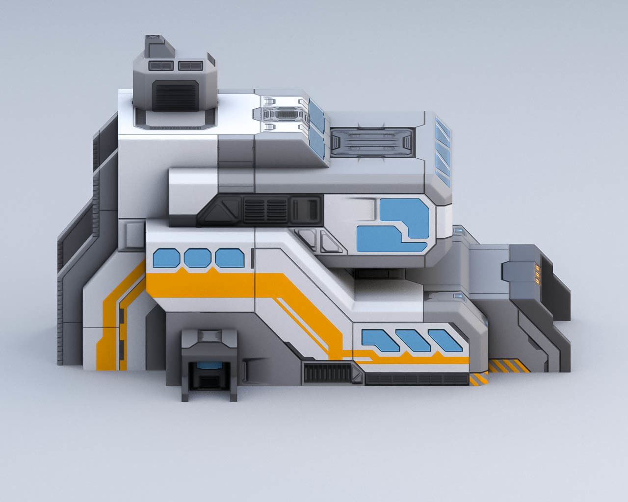 3D model Sci-Fi Military Building - HQ Small VR / AR / low-poly | CGTrader