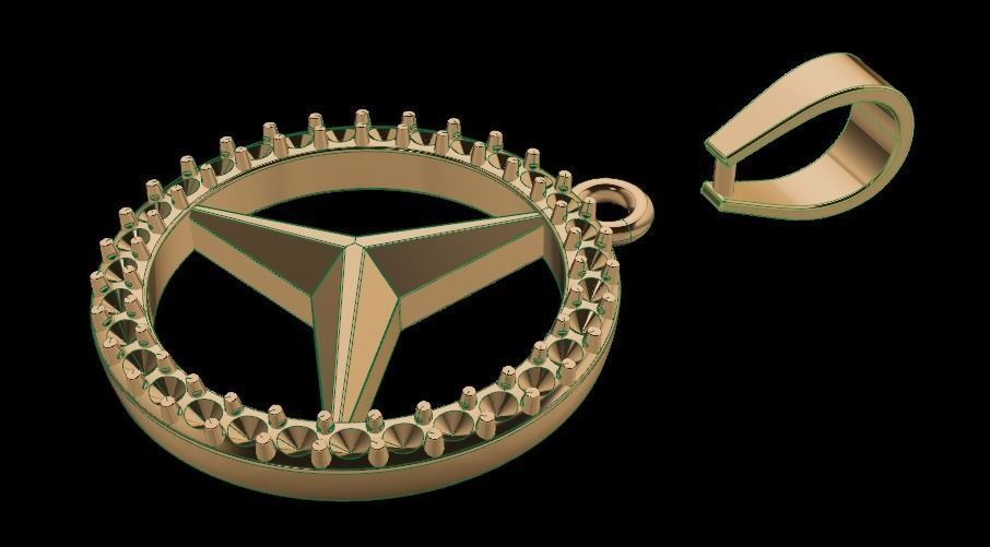 Mercedes Diamond Pendant 3D model 3D printable | CGTrader
