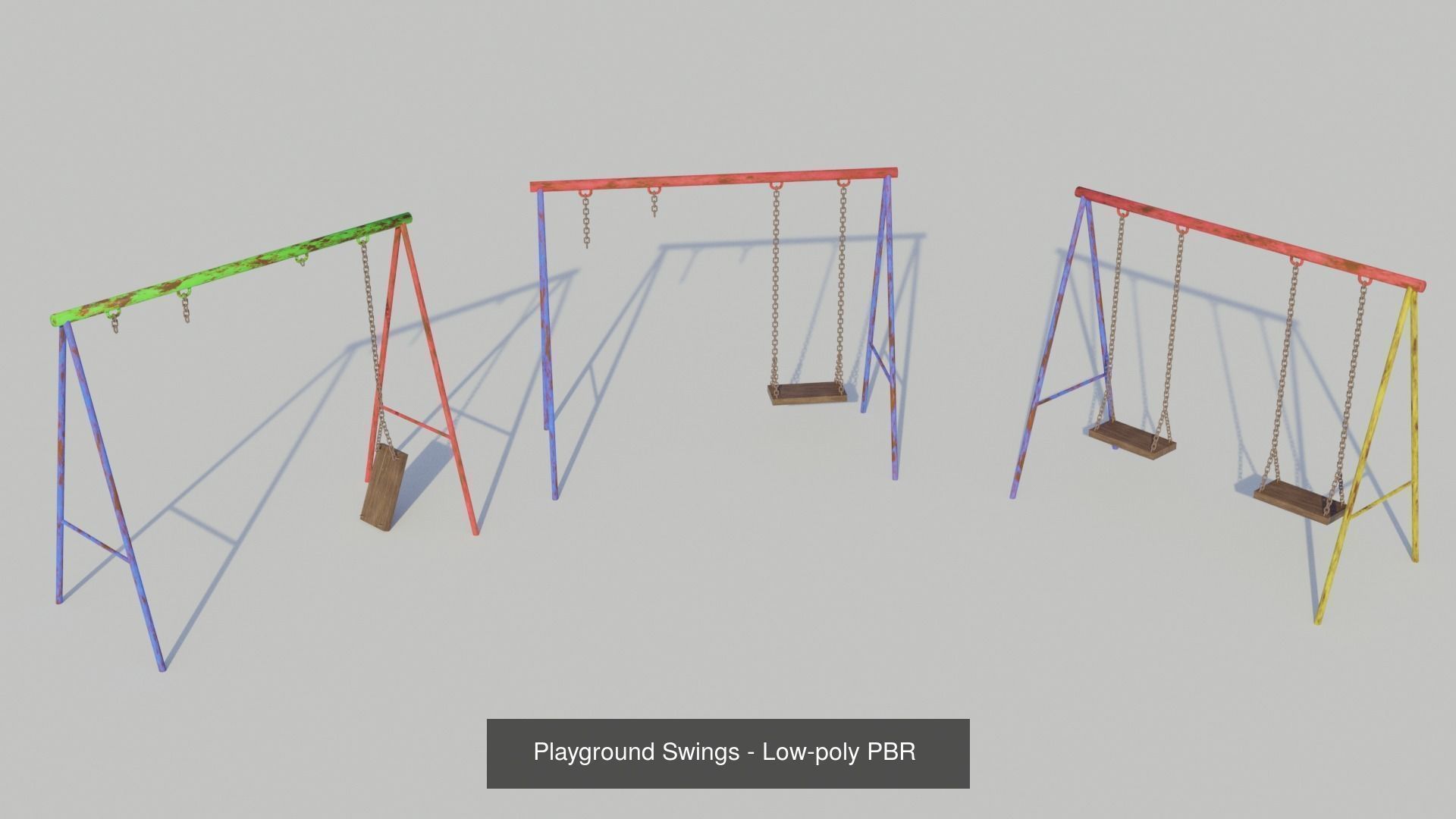 3D Model Collection Old Playground Equipment - Low-poly PBR Low-poly 3D ...