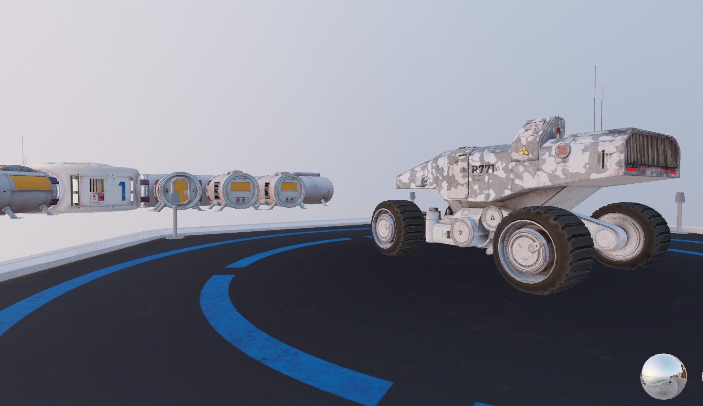 3D model Full Space Mars Colony Scene SI-FI and Military Vehicle Rover ...