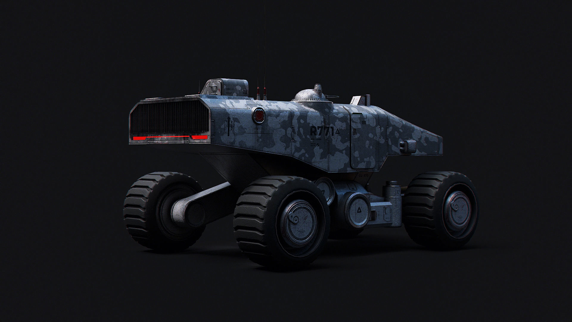 3D model Full Space Mars Colony Scene SI-FI and Military Vehicle Rover ...