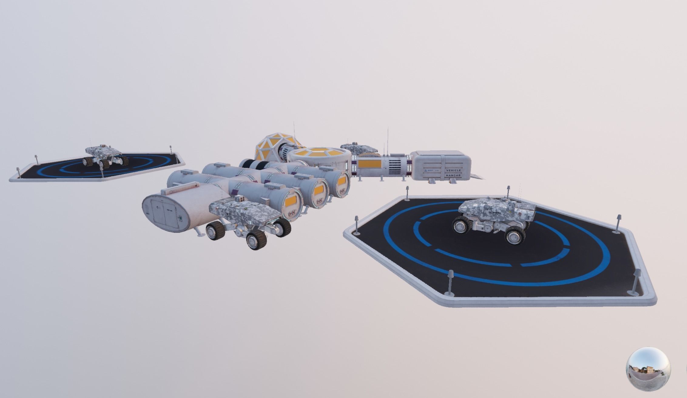 3D model Full Space Mars Colony Scene SI-FI and Military Vehicle Rover ...