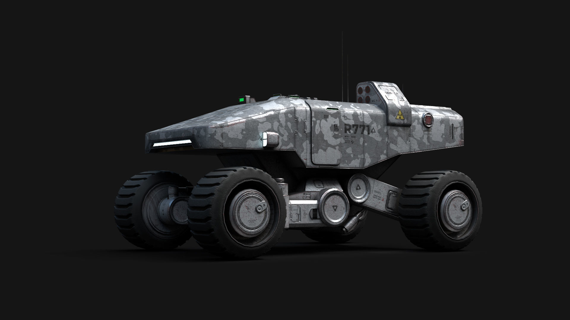 3D model Full Space Mars Colony Scene SI-FI and Military Vehicle Rover ...