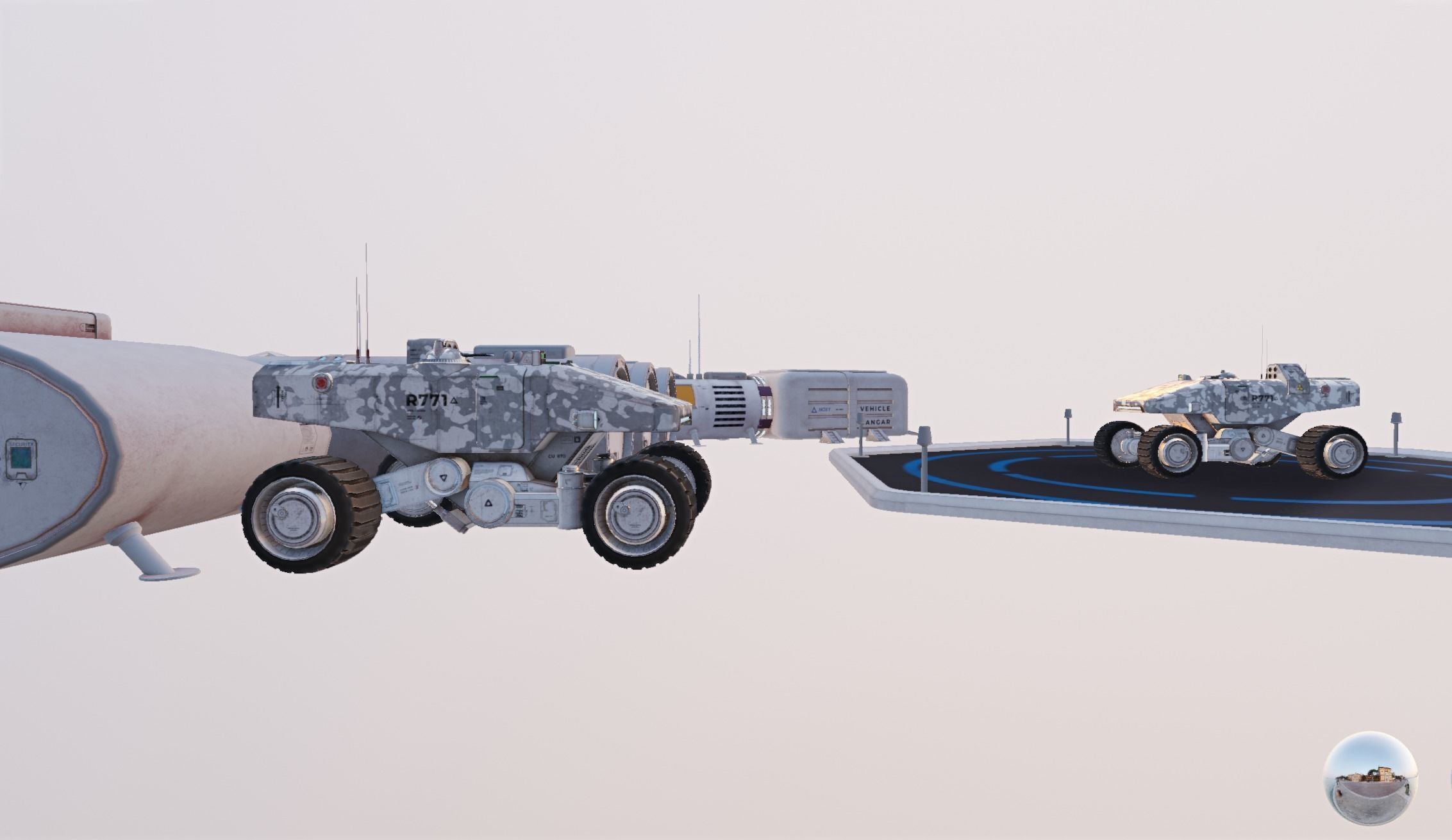 3D model Full Space Mars Colony Scene SI-FI and Military Vehicle Rover ...